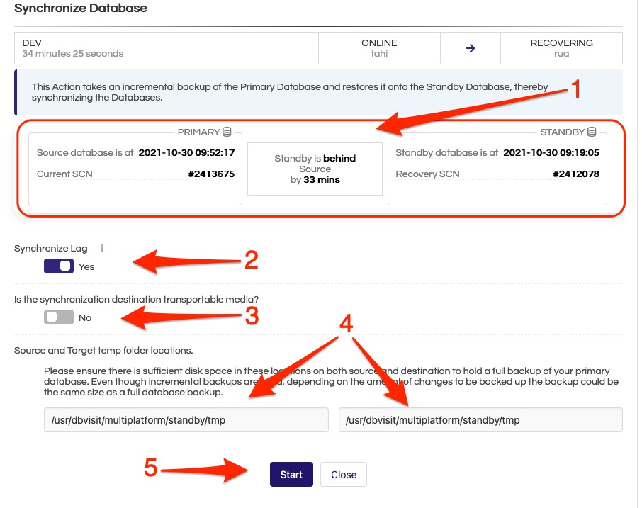Oracle: Synchronize standby – Dbvisit Support
