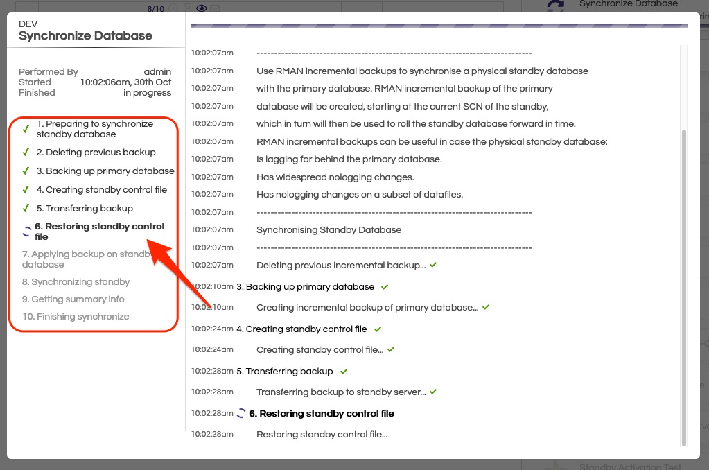 Oracle: Synchronize standby – Dbvisit Support