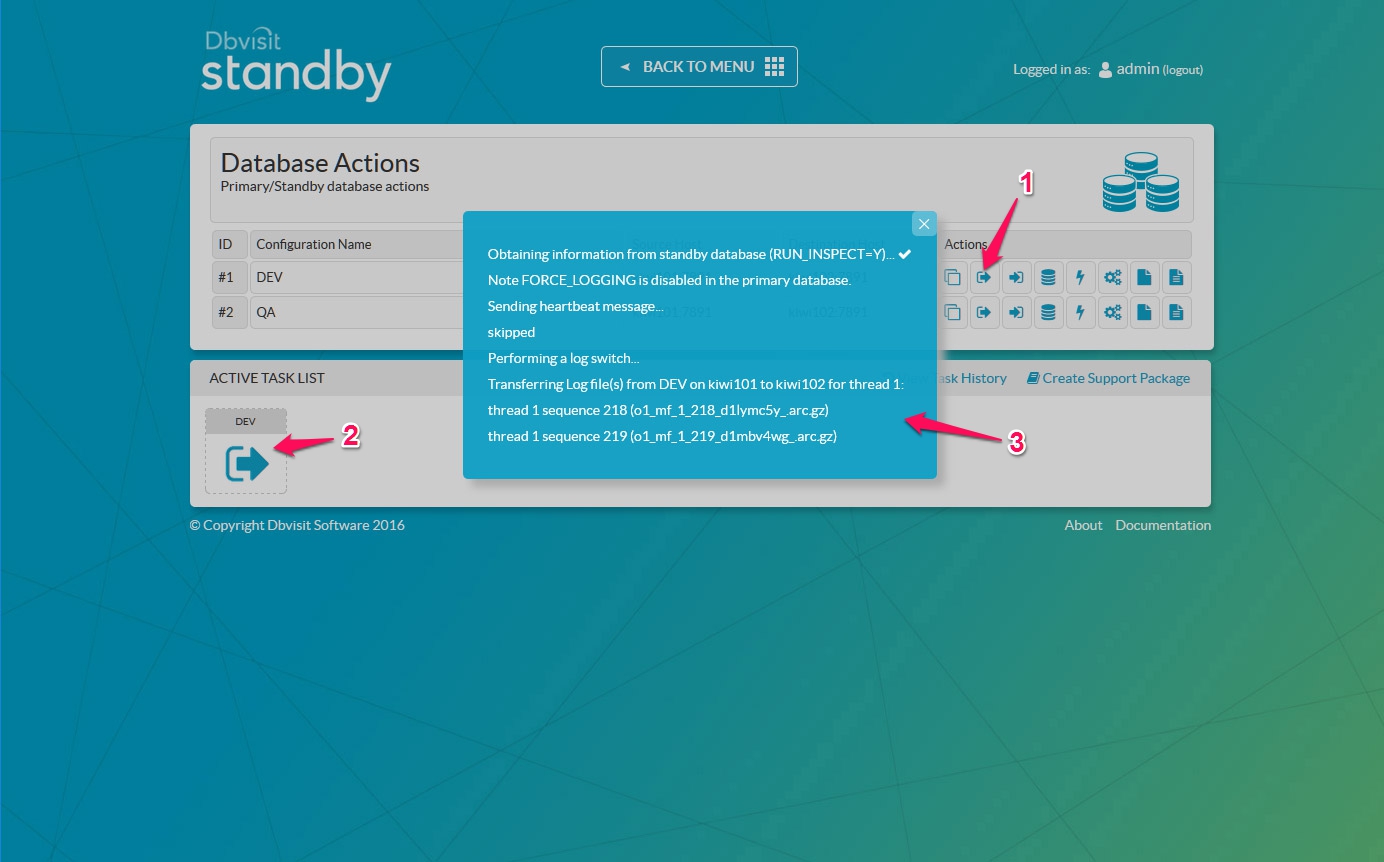 Central Console: Managing Databases – Dbvisit Support