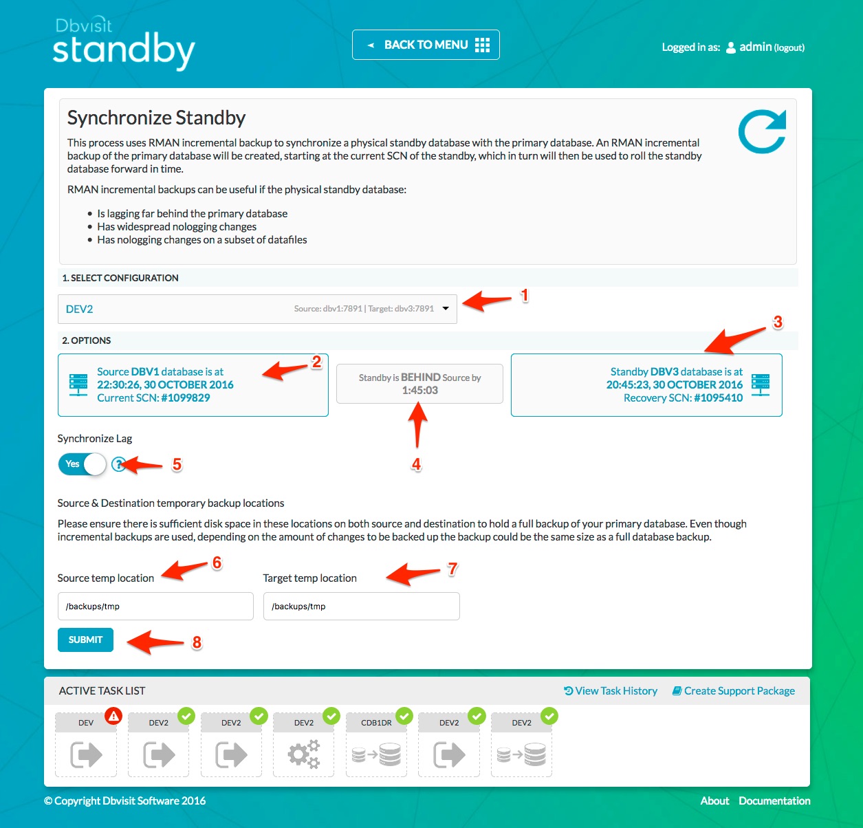 The Synchronize Standby Database Option – Dbvisit Support