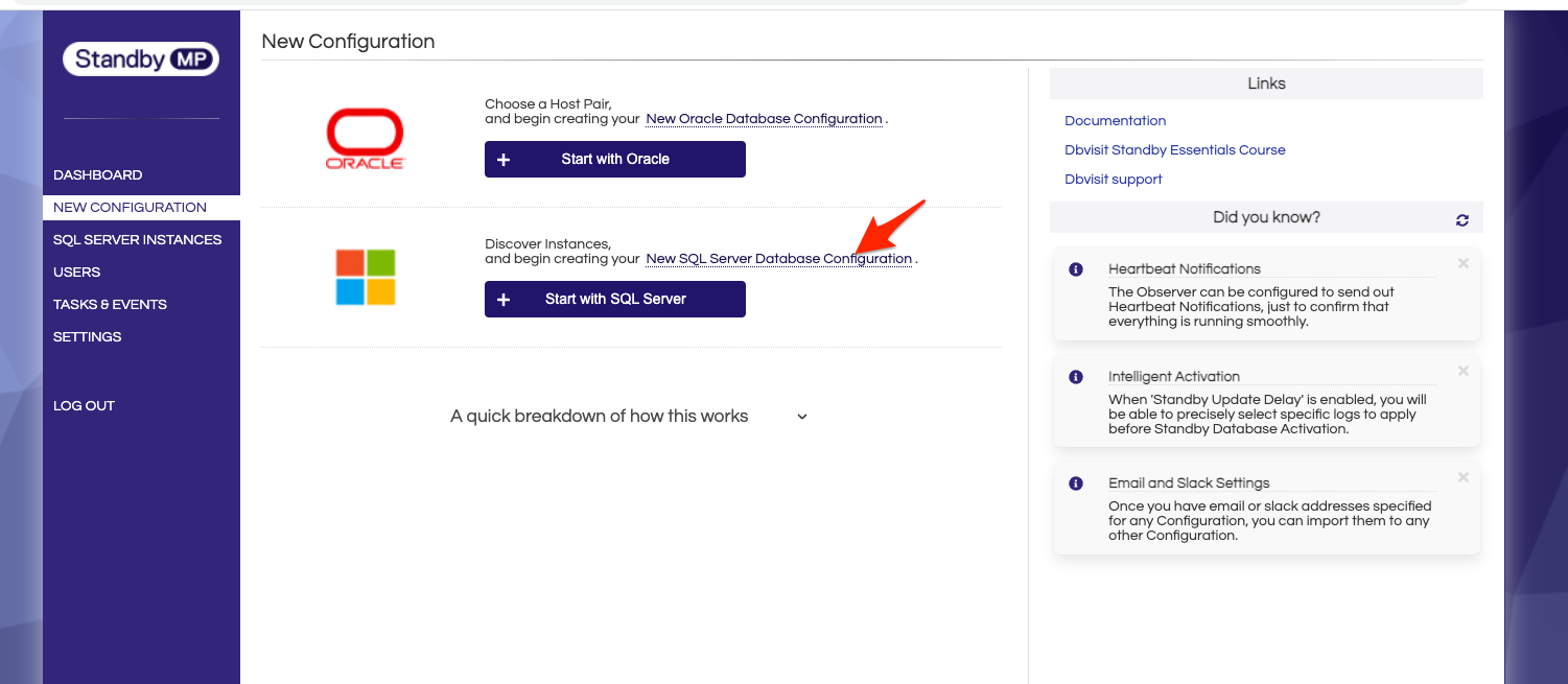 Create Dr Database For Sql Server Dbvisit Support 