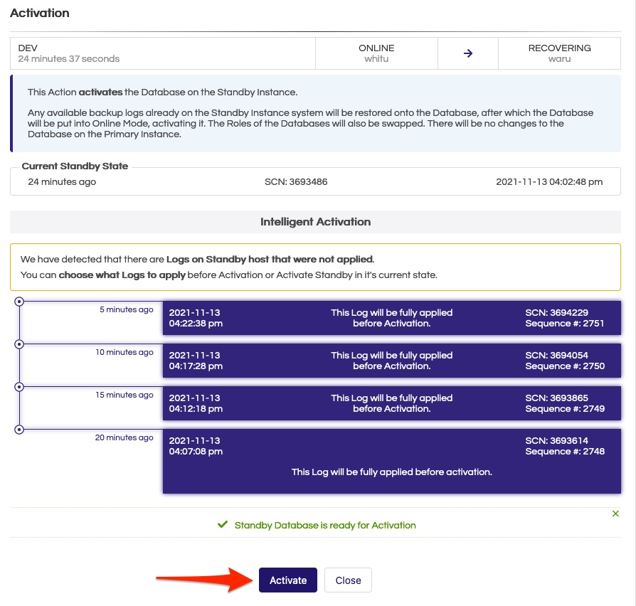 Oracle: Activation and DR Testing – Dbvisit Support