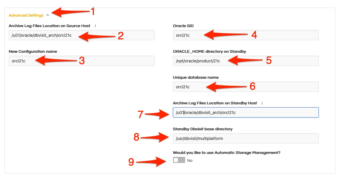 Create Oracle Configuration – Dbvisit Support